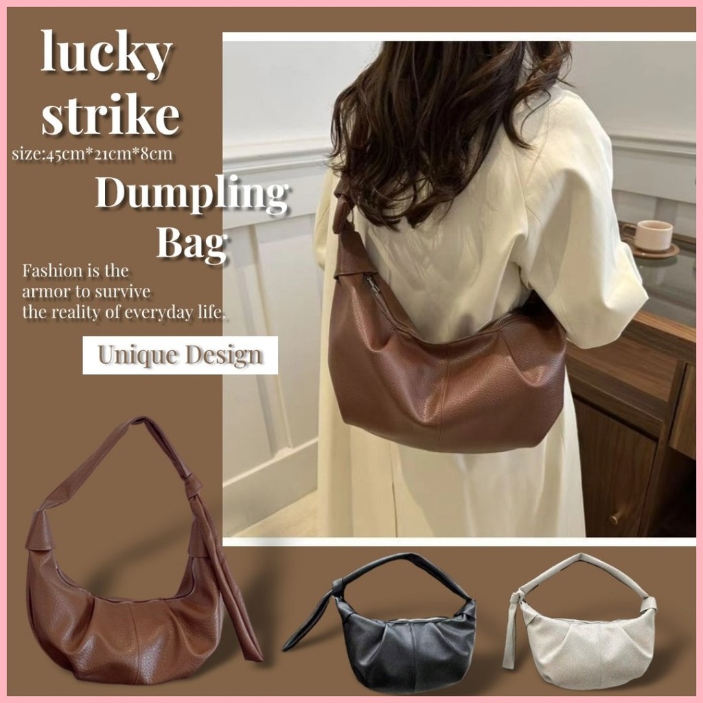 Large Capacity Bag Tote Bag with Zipper Dumpling Bag Leather Shoulder ...