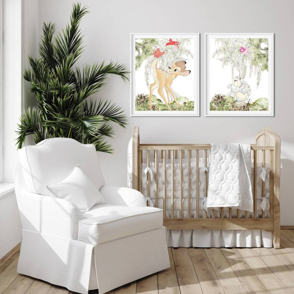 of Set Two Bambi Nursery Forest Friends Canvas Print Poster Kids Room ...