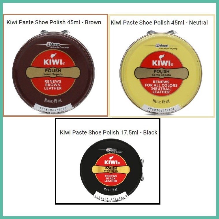 Kiwi Paste Shoe Polish Black/ Neutral/ Brown 17.5ml or 45ml | Shopee ...