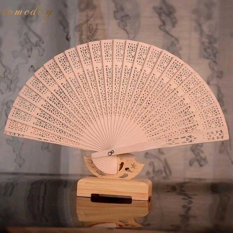 9Ef Vintage Bamboo Fan 8Inch Original Wooden Carved Hand Iwata Electric ...