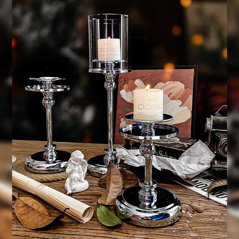 Nordic Light Luxury Glass Cover Candle Holder Candlelight Dinner Props ...