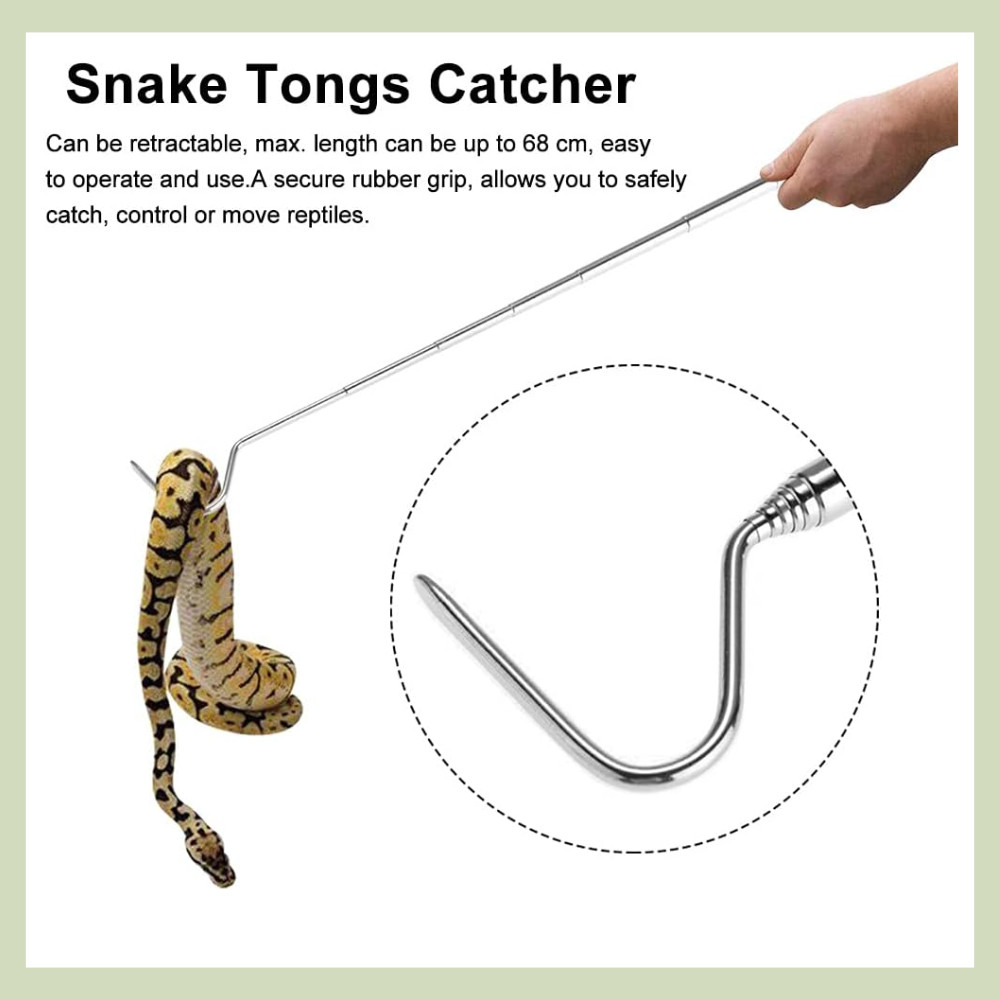 Portable Snake Hook Collapsible Stainless Steel Snake & Reptile Hook ...