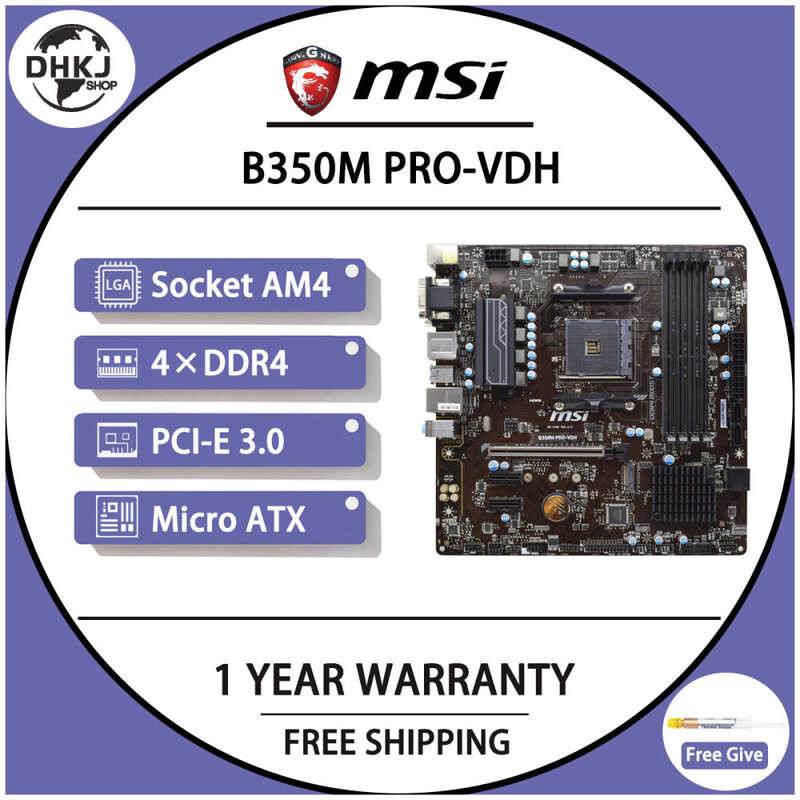 Tt MSI B350m Pro-Vdh Socket Am4 Ddr4 M.2 Usb3.0 Placa-Mãe AMD B450m ...