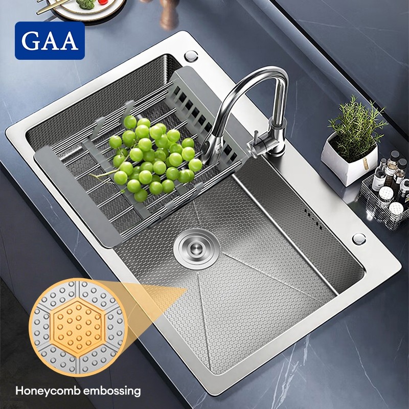 GAA High Quality 304 Stainless Steel Lababo Kitchen Sink Set Honeycomb ...