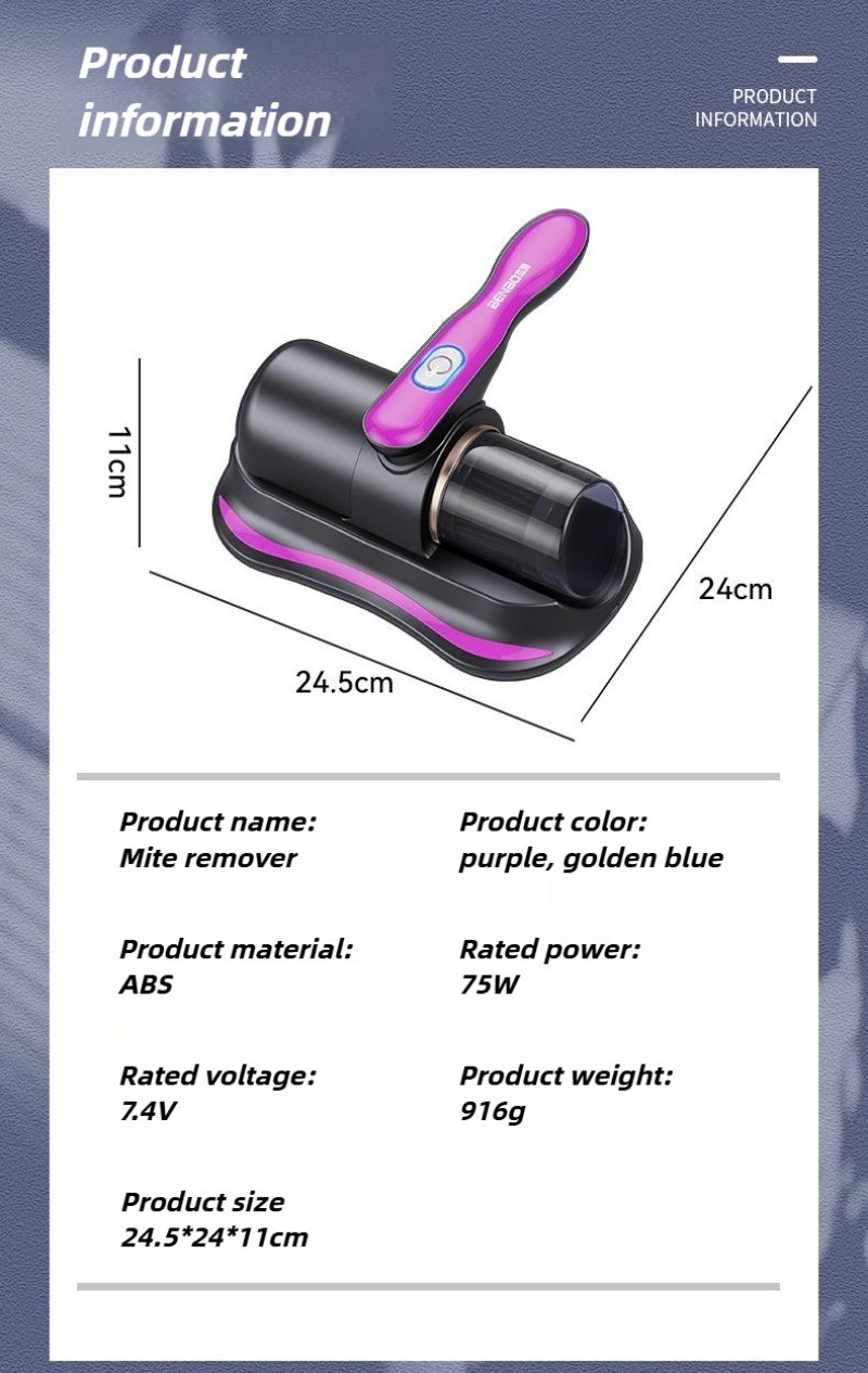 Mite Removal Device, Household Wireless Bed UV Sterilization Vacuum ...