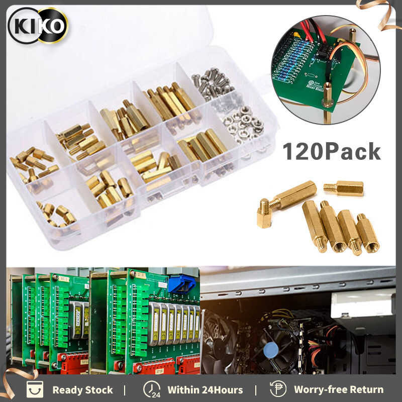120Pcs Hex Standoff Spacer Screw Thread M3 Copper Brass Pillars PCB ...