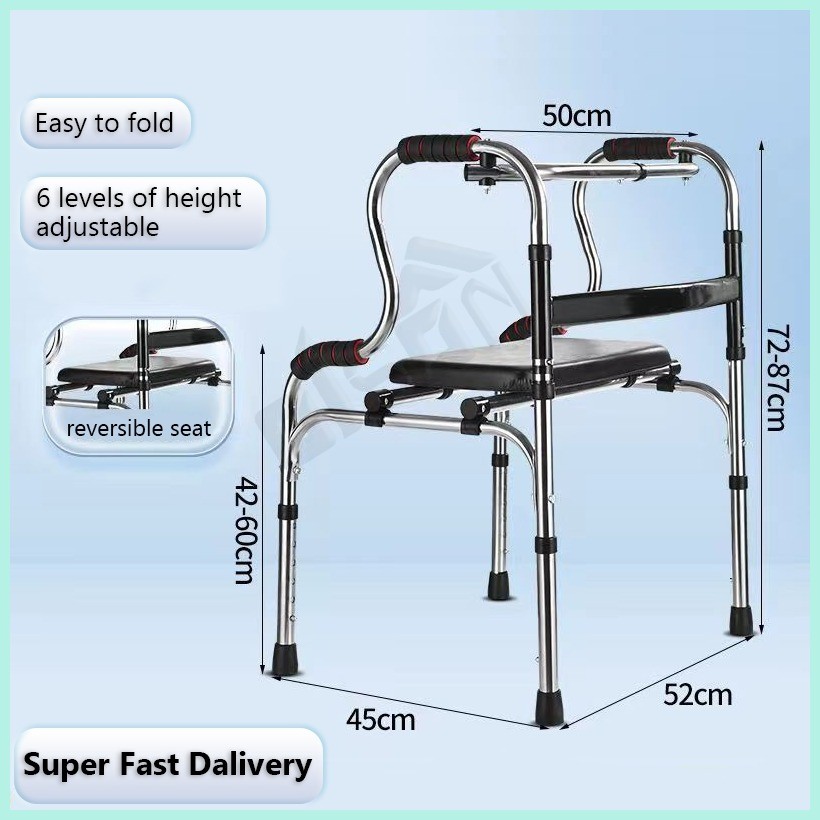 Adult Walker With Wheels Adjustable Aid Walker Crutch Cane Stick ...