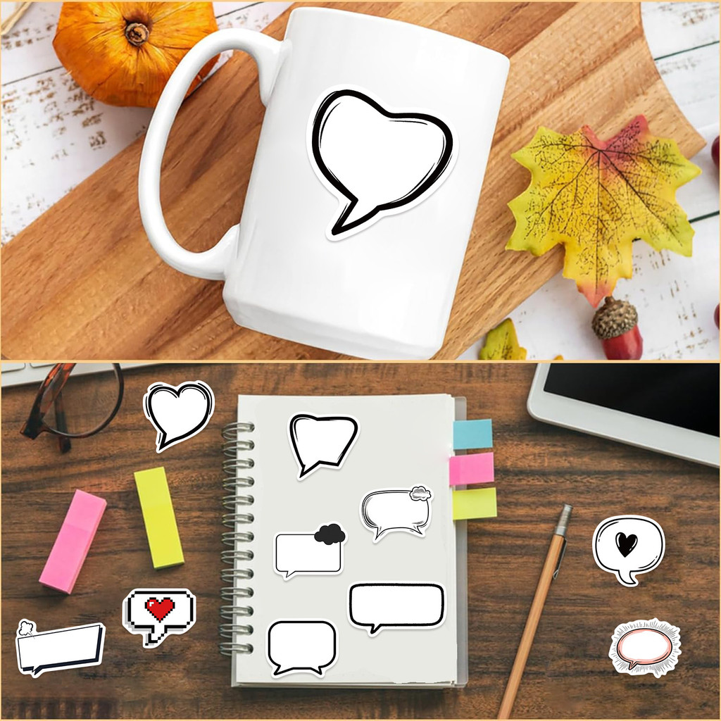 50 Pcs Dialogue Bubble Style Stickers Message Notes DIY Decorations ...