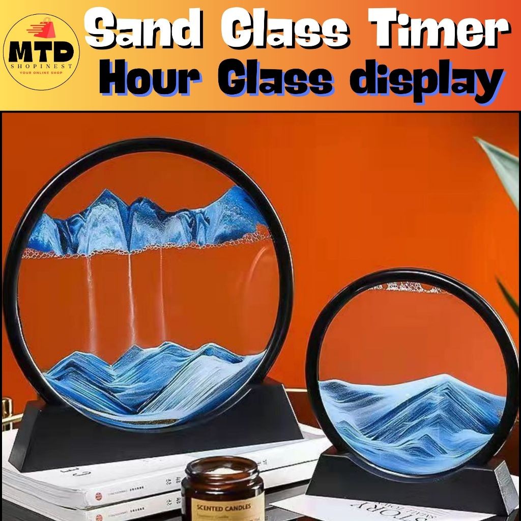 Sand Glass Timer Hour Glass 3D Moving Sand Art Display Round Glass ...