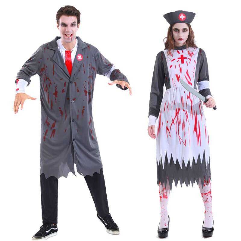 Halloween Adult Female Cosplay Horror Clothes Bloody Nurse Doctor Stage ...