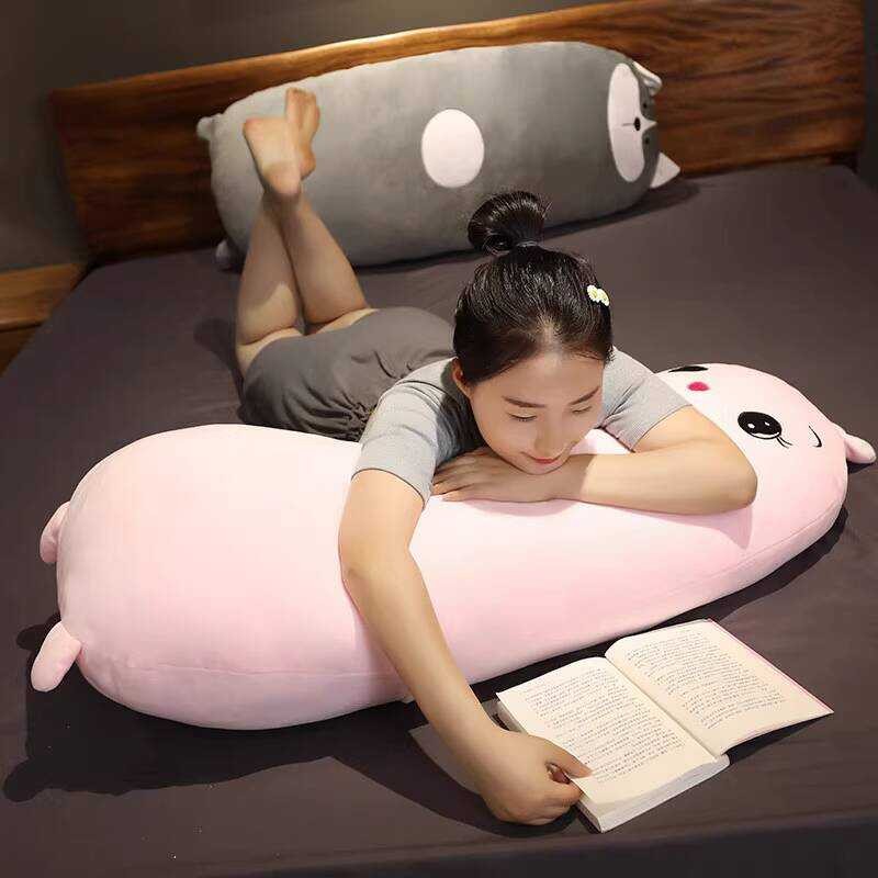 Cartoon Animal Pillow Long Pillow Plush Doll Girl Sleeping Bed Bedroom ...