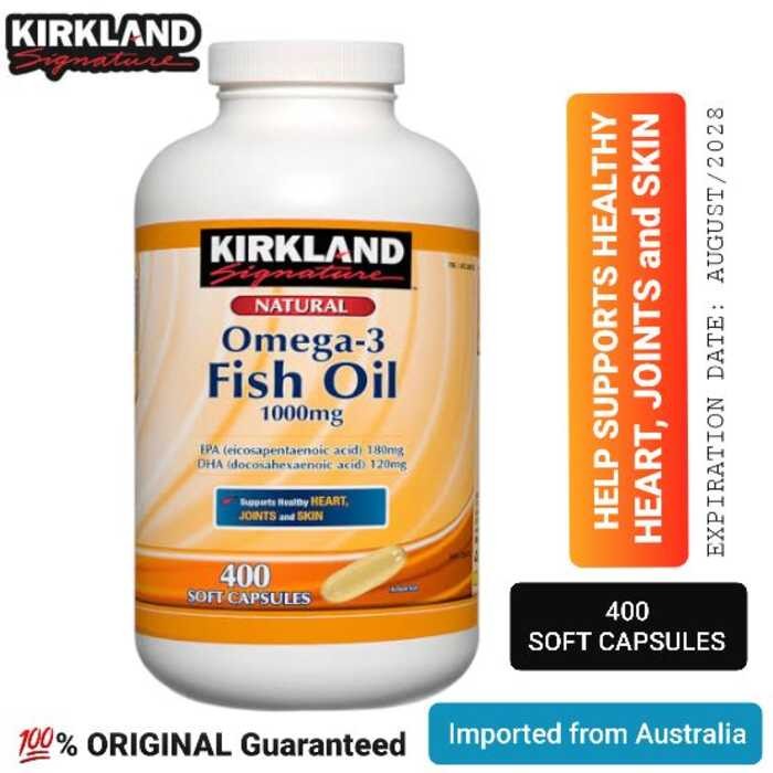 Kirkland Signature Omega 3 Fish Oil 1000 Mg, 400 Softgel EXPIRATION ...