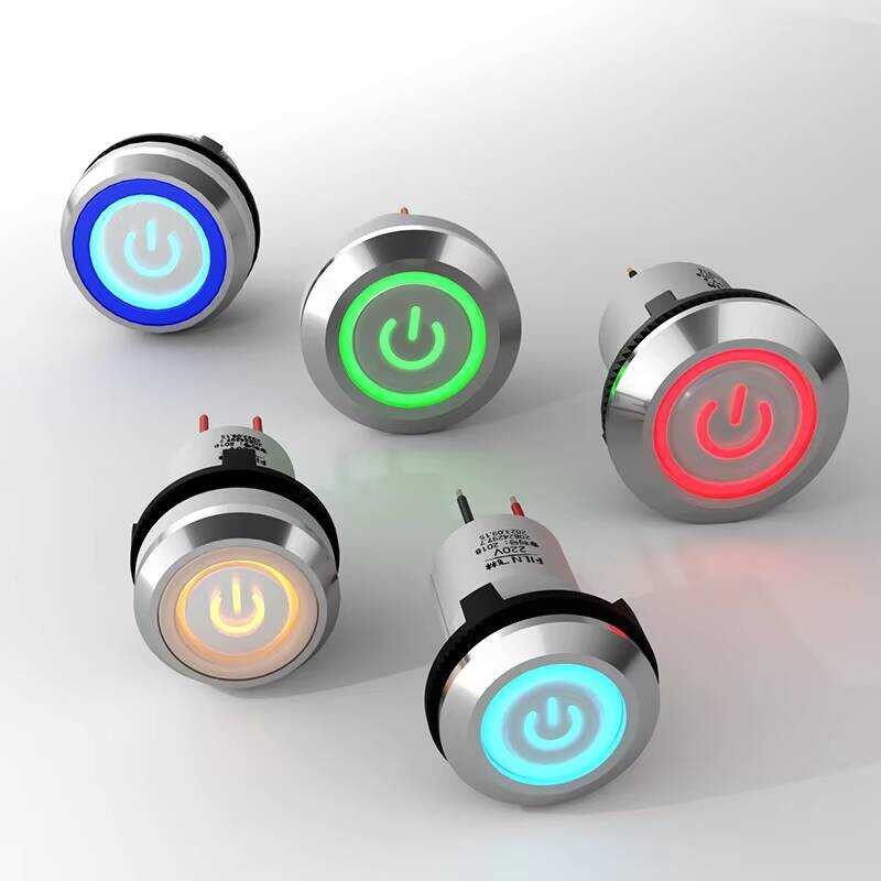 22Mm Ip67 Waterproof LED Illuminated 220V AC Start Metal Flat Head Push ...