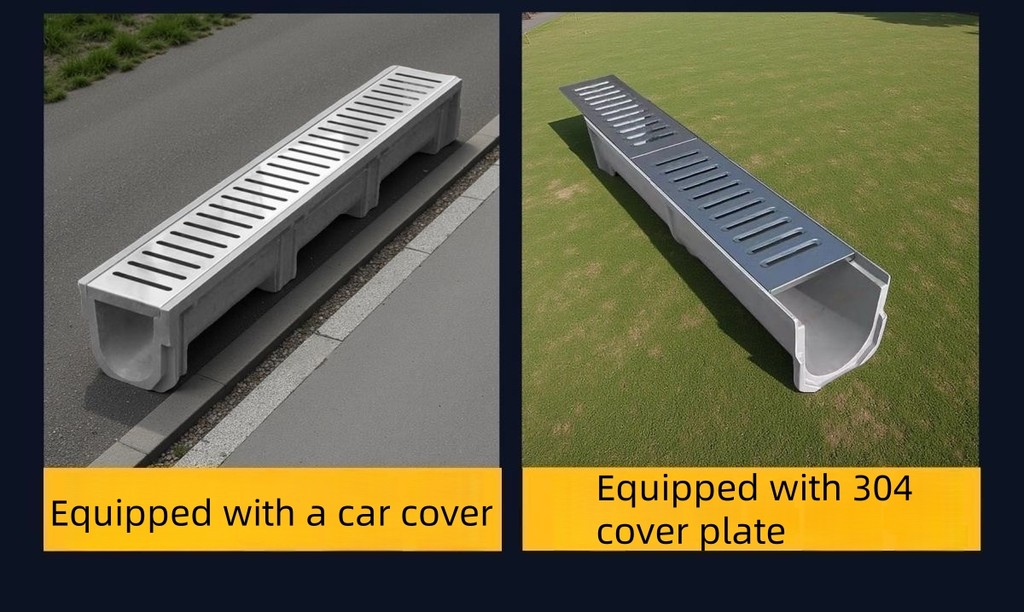 Stainless Steel Cover Resin Drainage Gutter | U-Groove Linear Drain ...