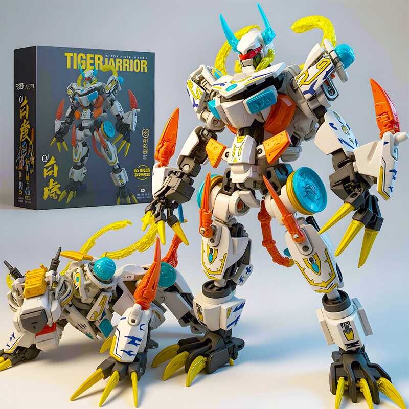White Tiger Mecha Assembly Building Blocks Model 2025 New Robot Boy ...