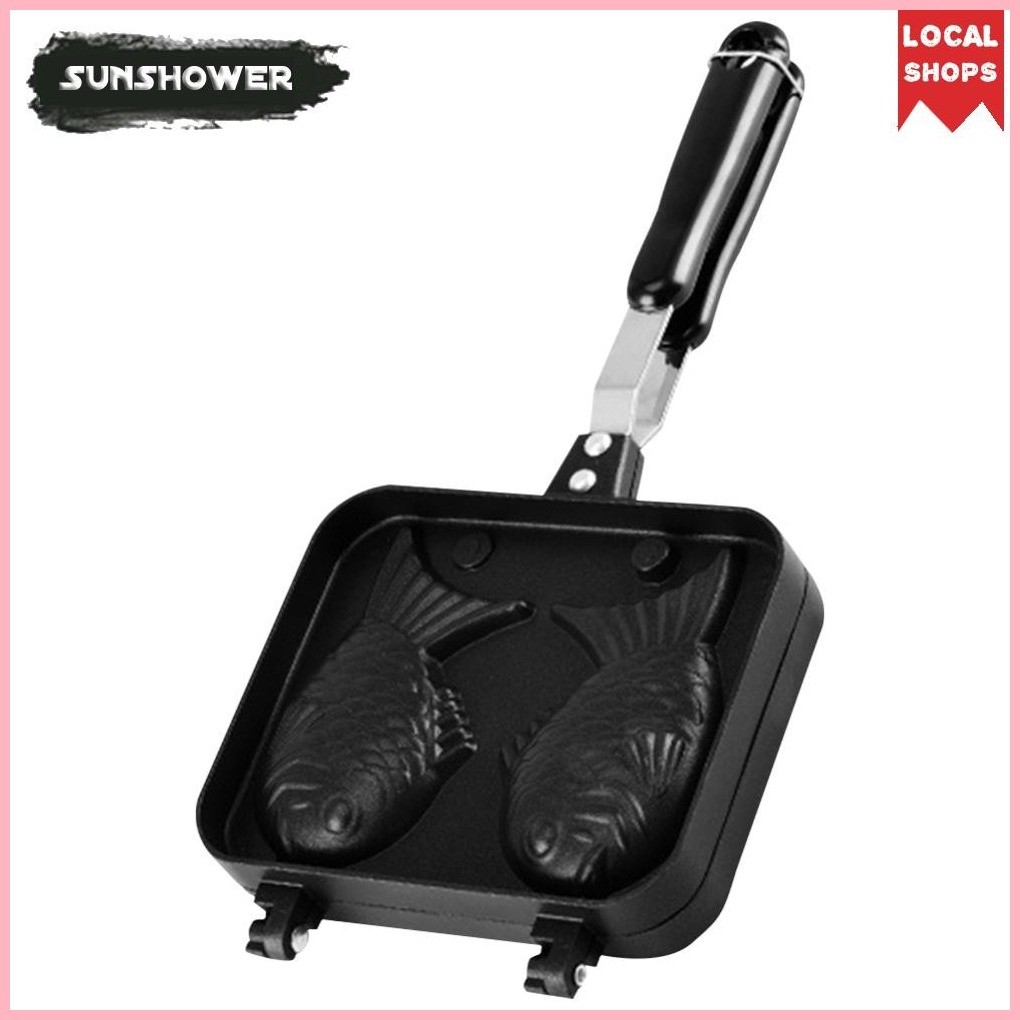 Double Fish Shaped Fry Pan Waffle Molds Aluminum Alloy Taiyaki Double ...