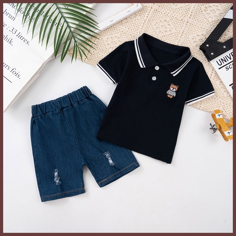 Available Kids 1-6Y Terno Set Polo Shirt and Maong Short Casual and ...