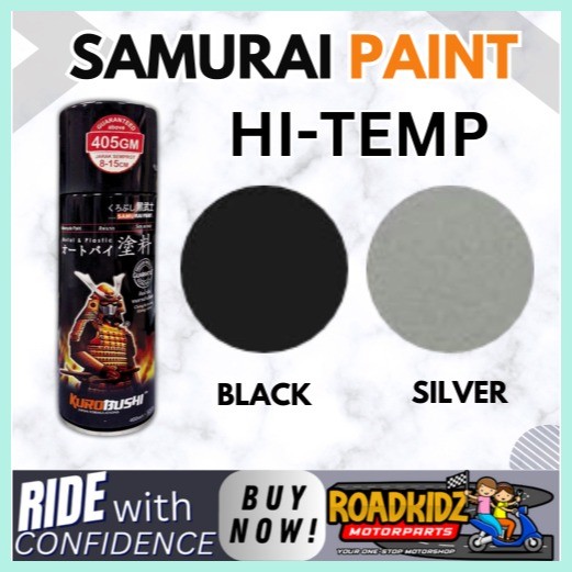 Samurai Spray Paint Hi Temp Black/Silver 300ml | Shopee Philippines