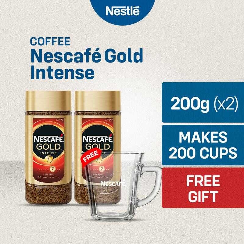 Nescafe Gold Intense Premium Instant Coffee 200G X 2, FREE Signature ...