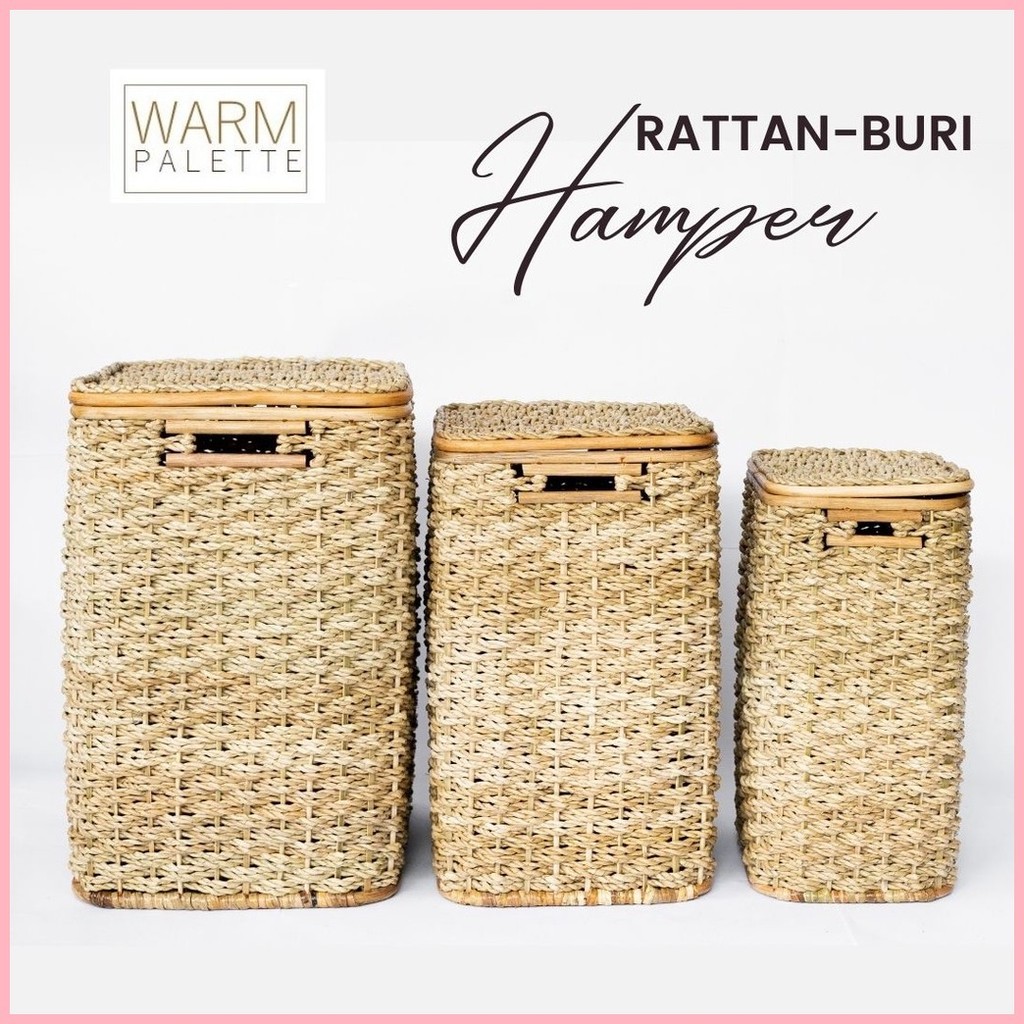 SMALL - MEDIUM Rattan Hamper / Laundry Basket / Buri rope hamper with ...
