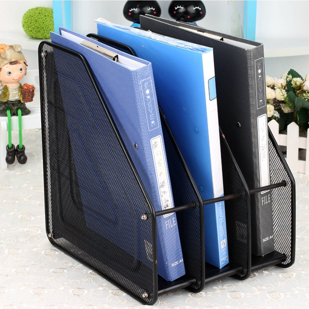 3-Tier Magazine Frame Document Tray Table File Organizer (Black ...