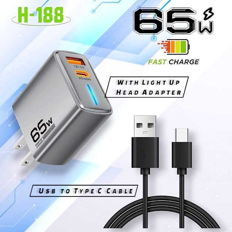 HBK Lightning Bolt 65W Double Output Fast Charger for Quick Power ...