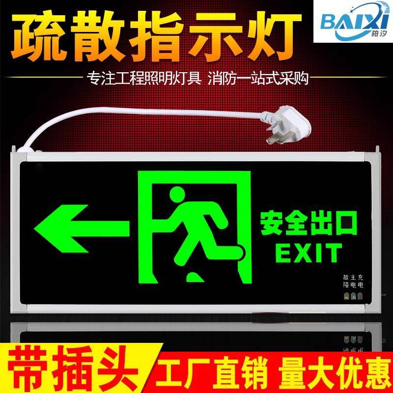 Safety Exit Sign Plug-in with Plug and Extension Cord Fire Emergency ...