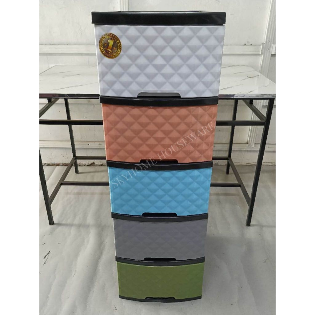 Bengar Multi-Layer Plastic Diamond Design Drawer (5 Layer) Drawer ...