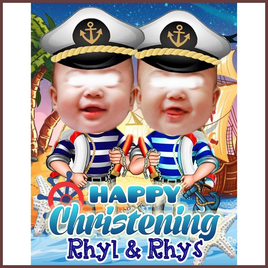 ♻ CAKE TOPPER- BABY / TWINS / BOY / SAILOR / CHRISTENING / BINYAG ...