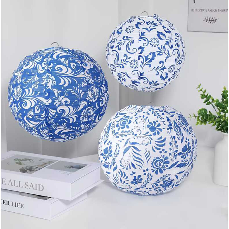 Blue And White Porcelain Paper Lantern Chinese Classical Hanging ...