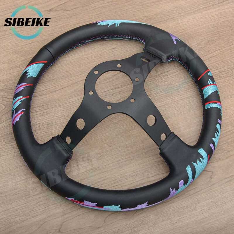 320Mm JDM Embroidery Racing Inspired Drifting Gaming Deep Dish Steering ...
