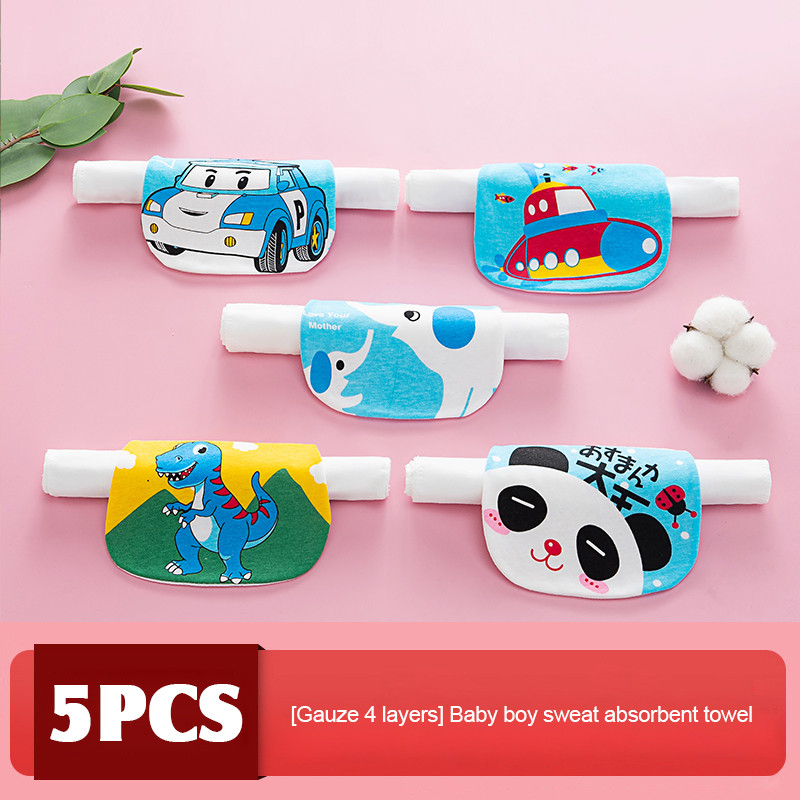 5PCS Baby Back Towel Sweat Towel Sweat Absorber 100% Muslin Cotton keep ...