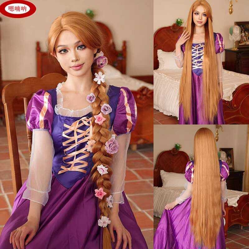 New Adult Female Rapunzel Princess Costume Wig Extra Long gold Straight ...