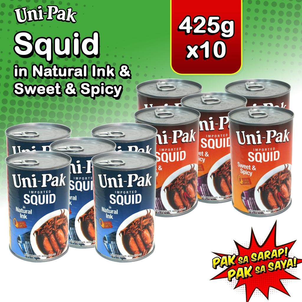 Uni-Pak Squid in Natural Ink & Sweet & Spicy by 10s 425g | Shopee ...