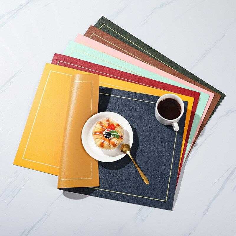 Ins Nordic Leather Western Solid Color Square PVC Heat Insulation ...