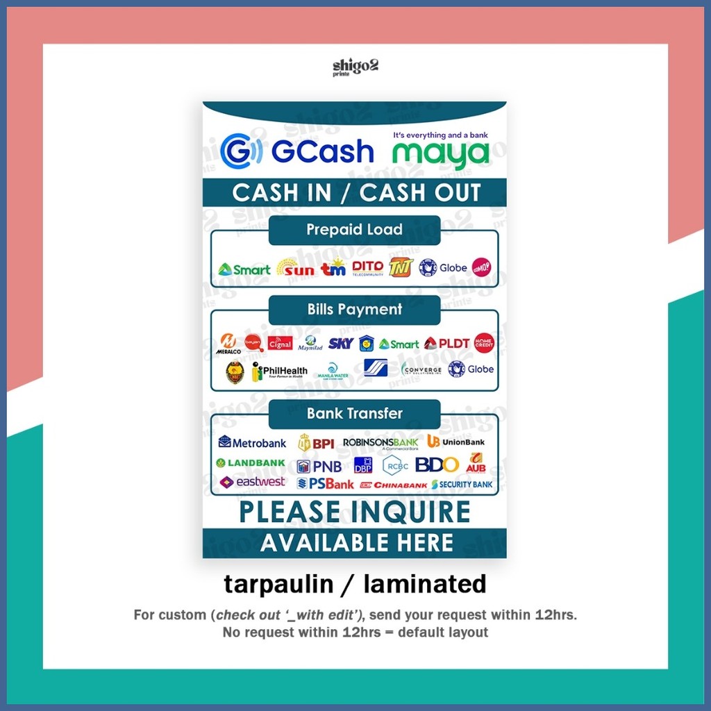 Blue Gcash Maya All-In-One Bills Payment Business Tarpaulin and ...