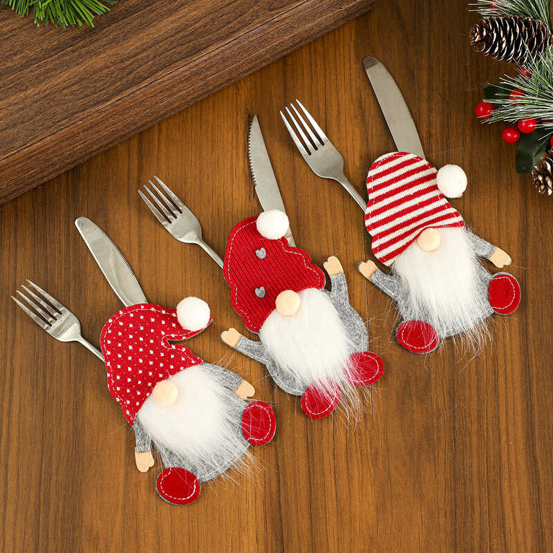 New Gnome Cutlery Set Faceless Old Man Rudolph Tableware Set Christmas ...