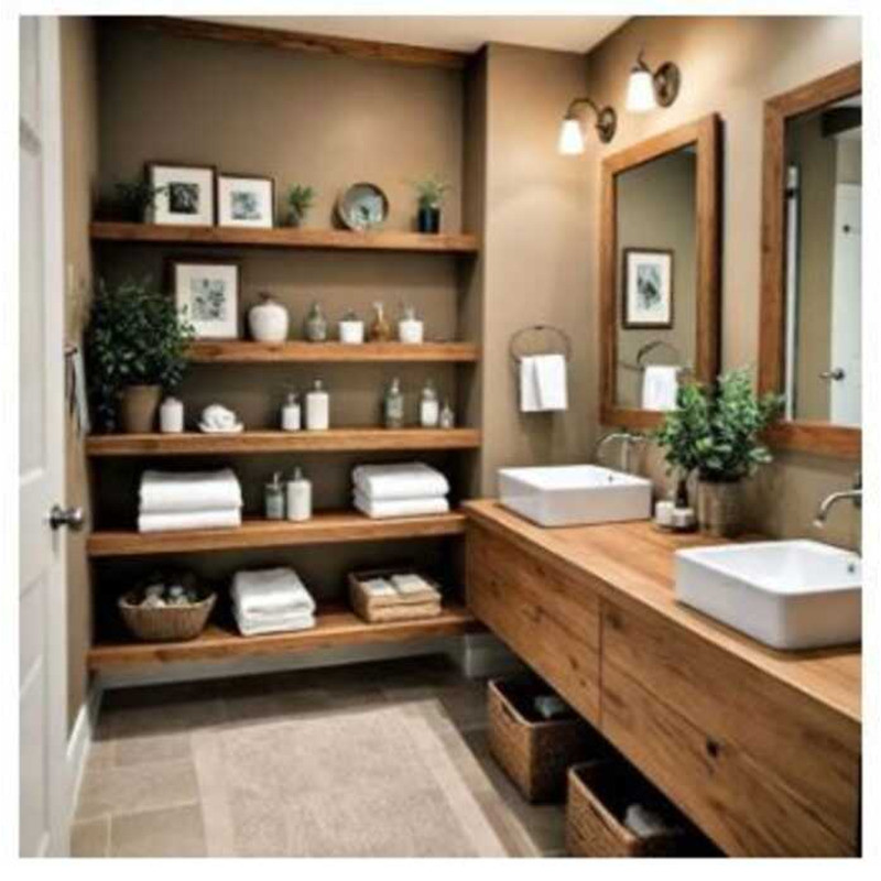 2 Layer Floating Shelves With Metal Support, Wall Organizer Pcs Of Wood ...