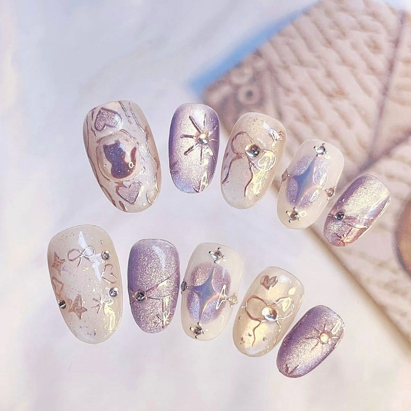 2026 New 10 Pcs French Fake Nails Waterproof Reusable Wedding ...