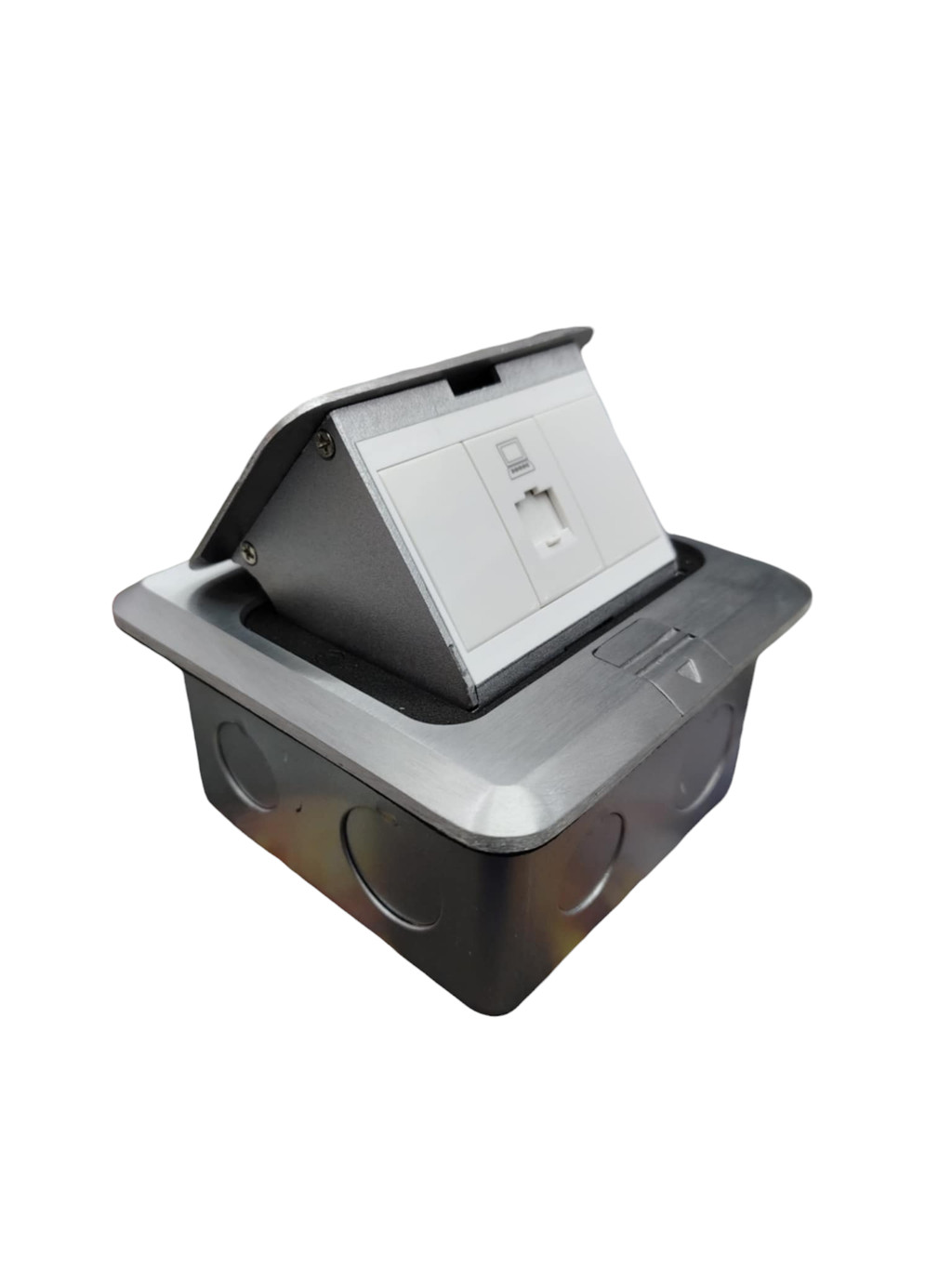 T&J Floor Outlet Pop-up 1 Gang CAT6 Outlet with Metal Utility Box Pop ...
