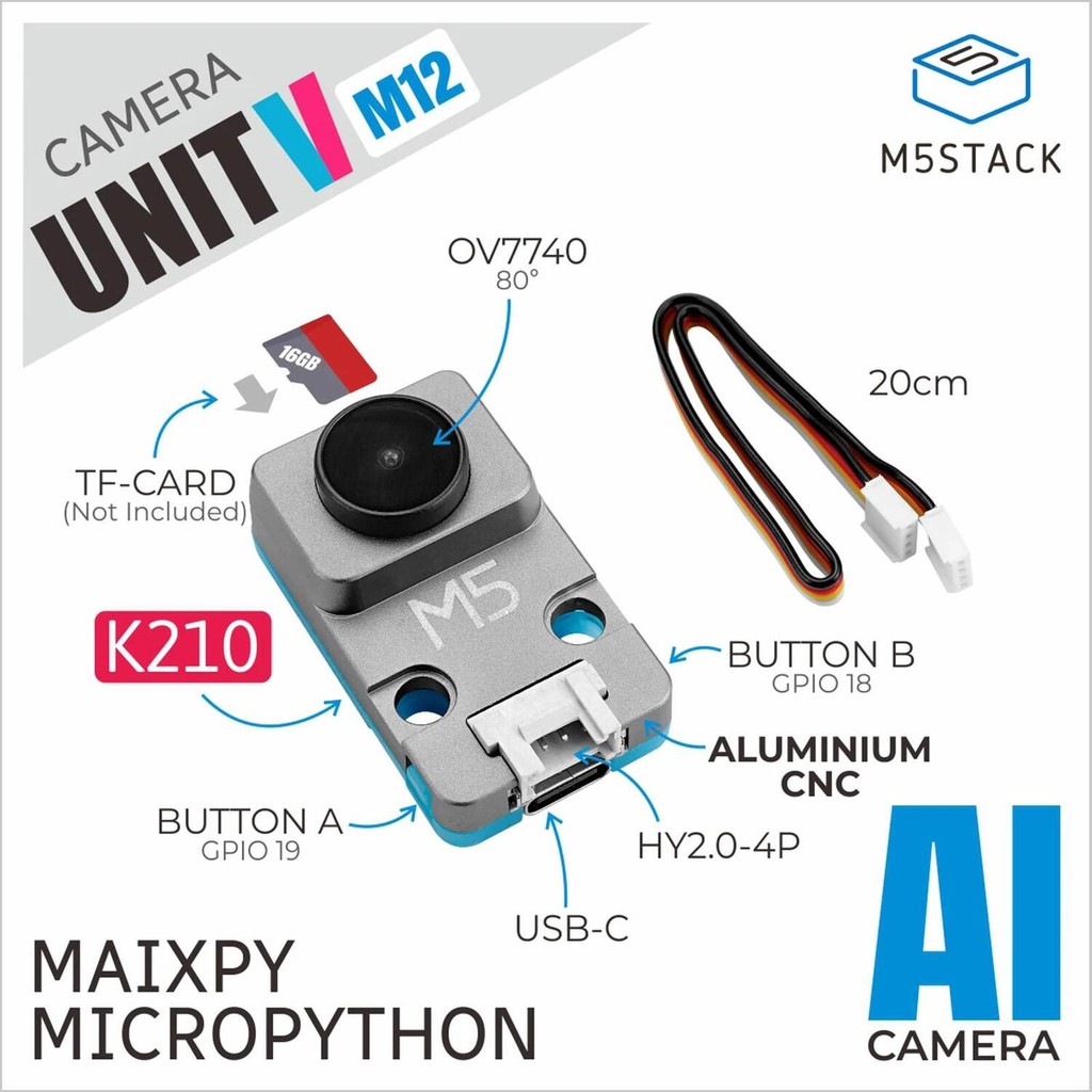 M5Stack Official UnitV K210 AI Camera M12 Version (OV7740) | Shopee ...
