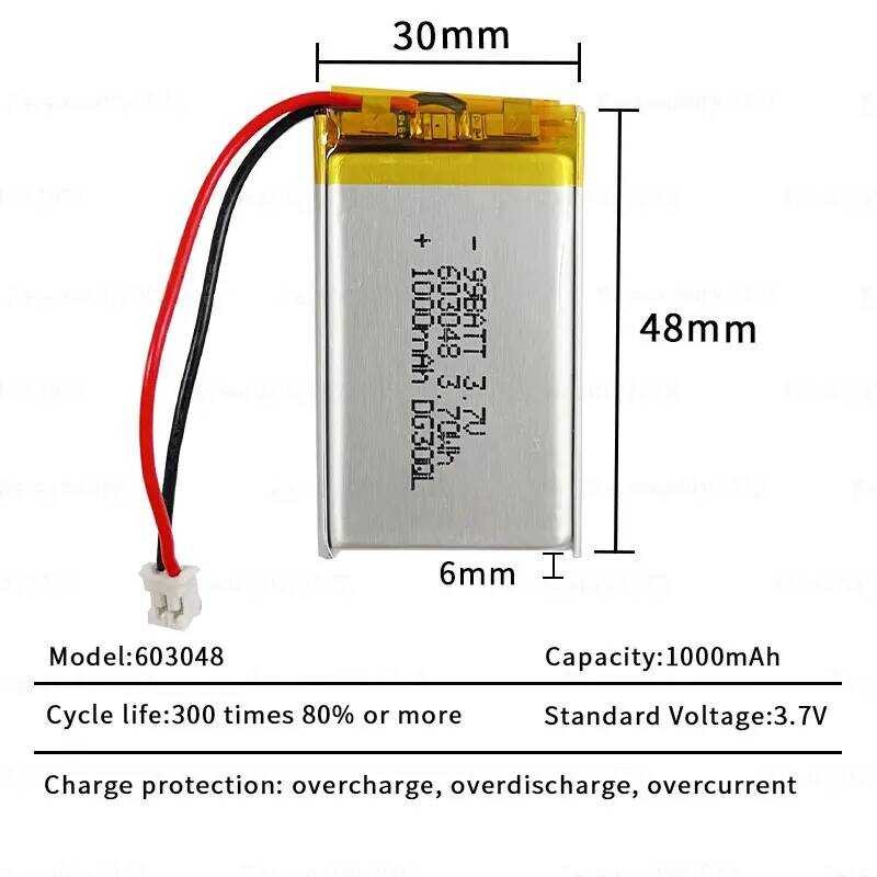 603048 4 3.7V Battery 1000Mah Rechargeable Lithium Batteries Polymer ...