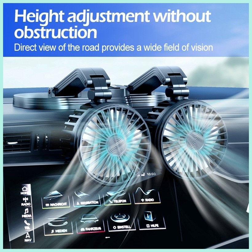 Car Dual Fan Strong Wind Air Conditioning Double Booster Cooler 360 ...