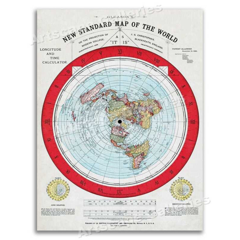 New Standard The World Alexander Gleason 1892 Flat Earth Map Globe 807 ...