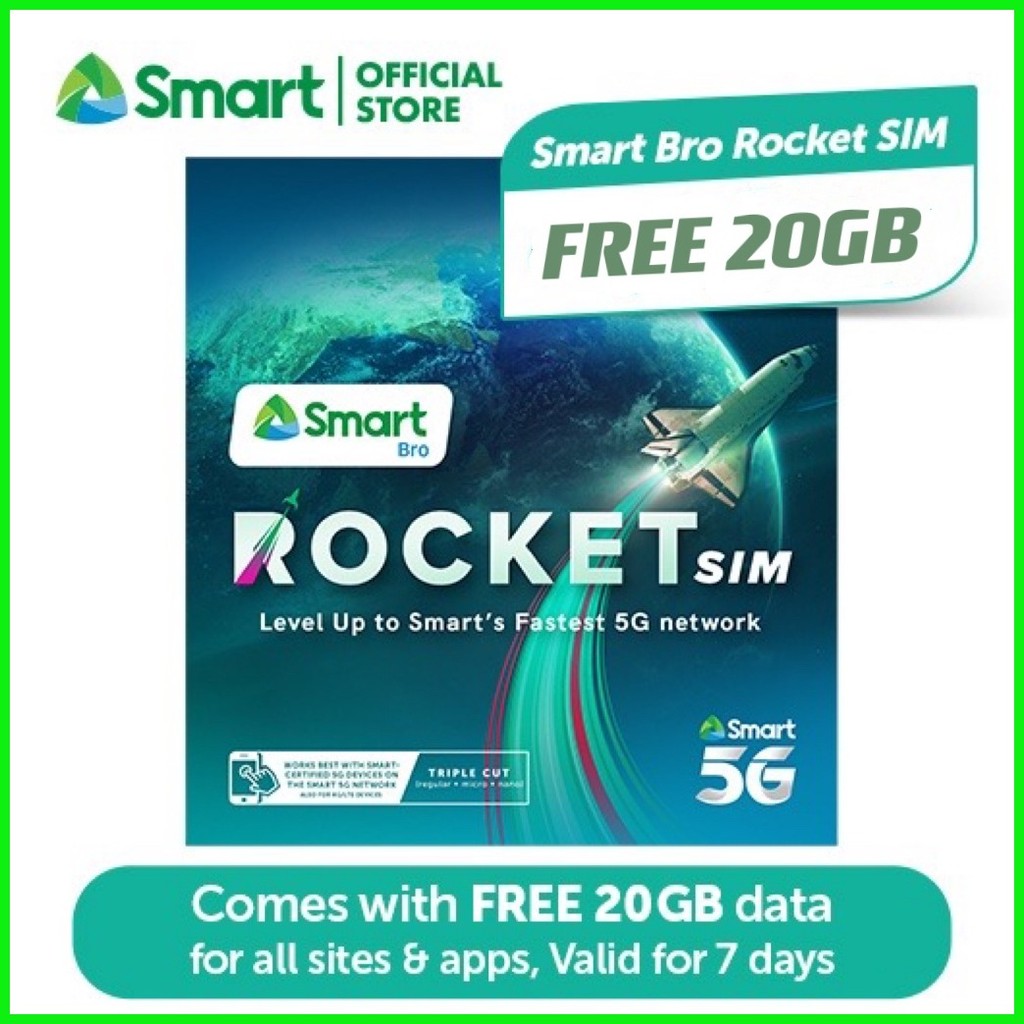 HOME WIFI Unli Data 7 Days Free 20GB Smart Bro Rocket 5G Sim | Shopee Philippines