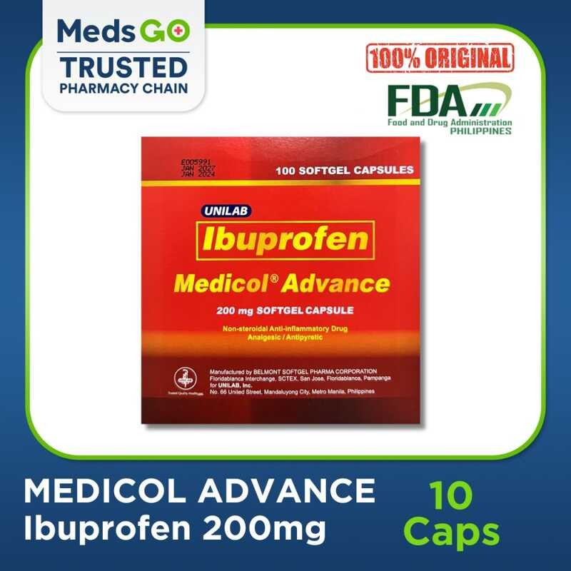 MEDICOL ADVANCE 200Mg Ibuprofen Pain Reliever - 10 Capsules 28A ...