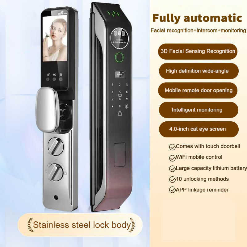 Smart Secure Fingerprint Electronic Main Door Fully Automatic 3D Facial ...