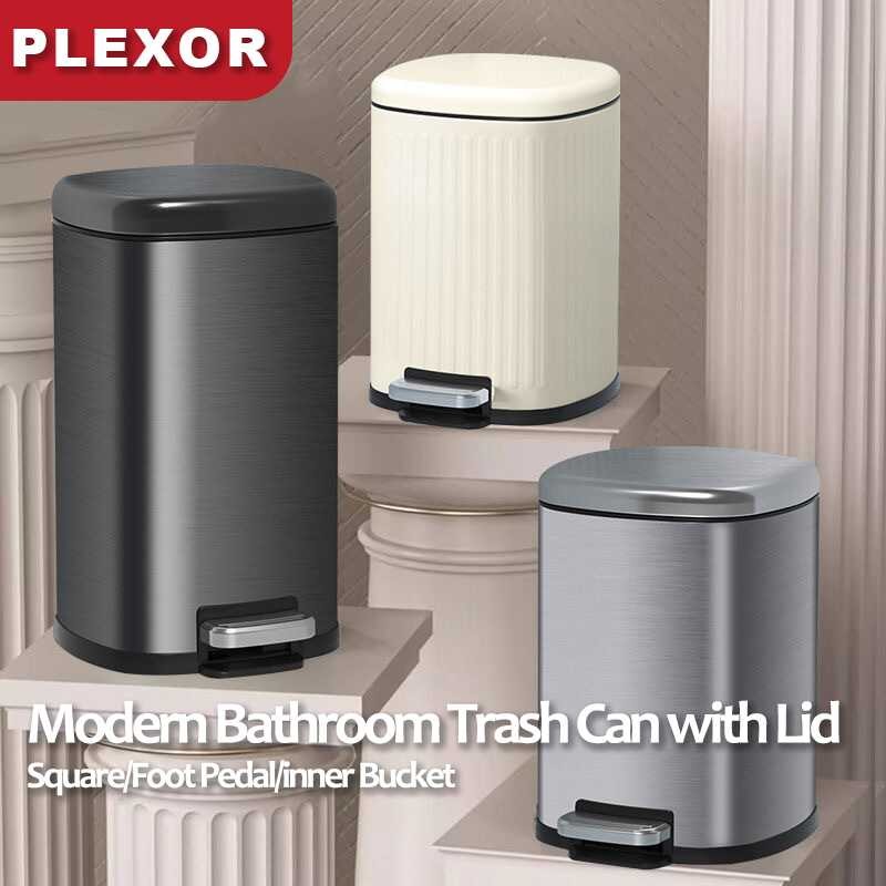 Plexor Modern Foot Pedal Garbage Removable Liner Bucket, 6L/10L/15L/20L ...