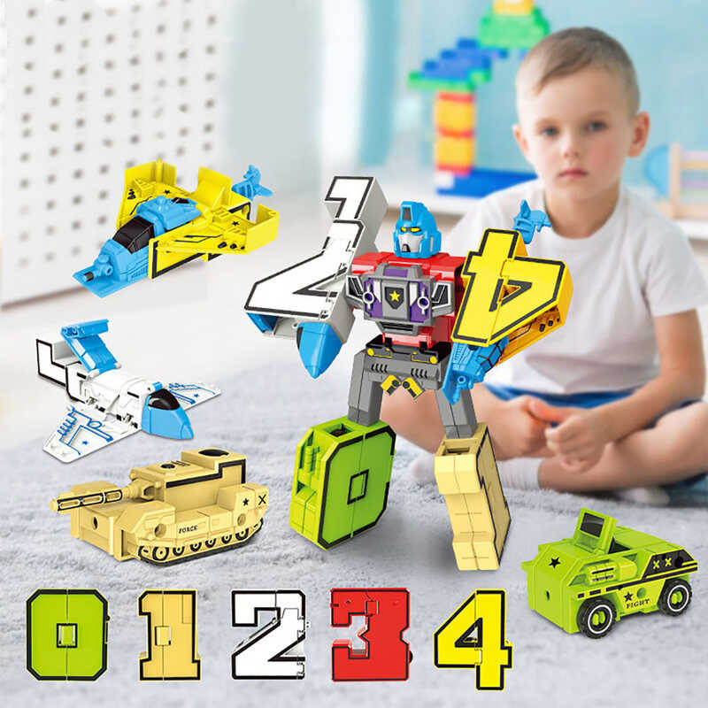 Alphar Toys Number Deformation Robot Toys, Assemble Building Blocks ...