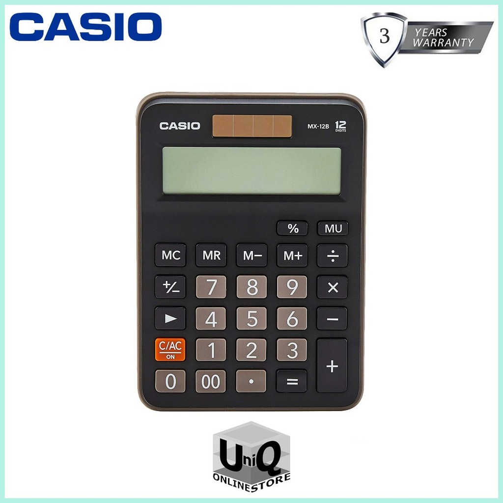 Casio 12 Digits Calculator MX-12B-BK, Mini Desk Type, 12 Digits, Extra Large Display, Plastic ...